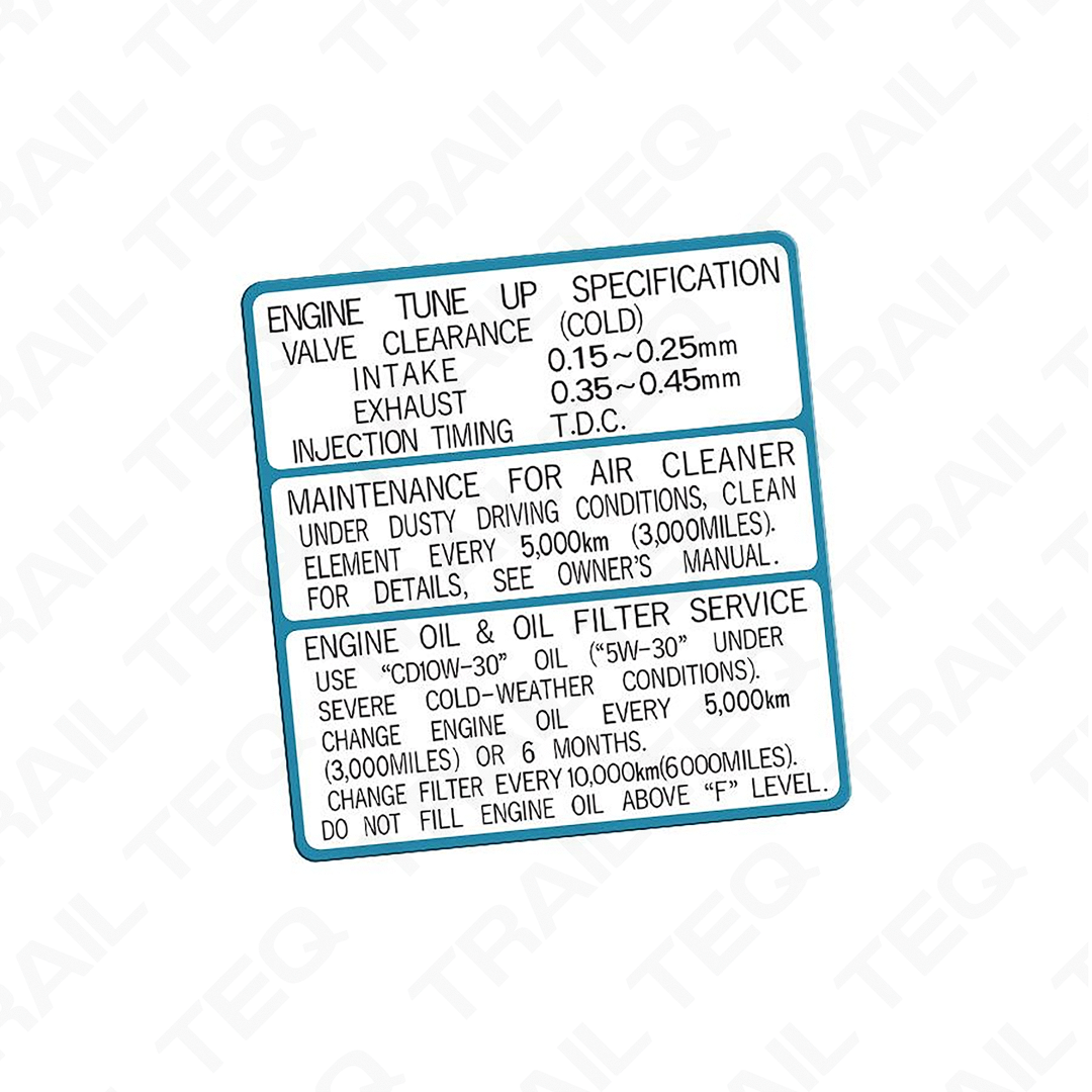 Engine Tune Up Specifications (Diesel) - 80 Series Landcruiser – Trail Teq